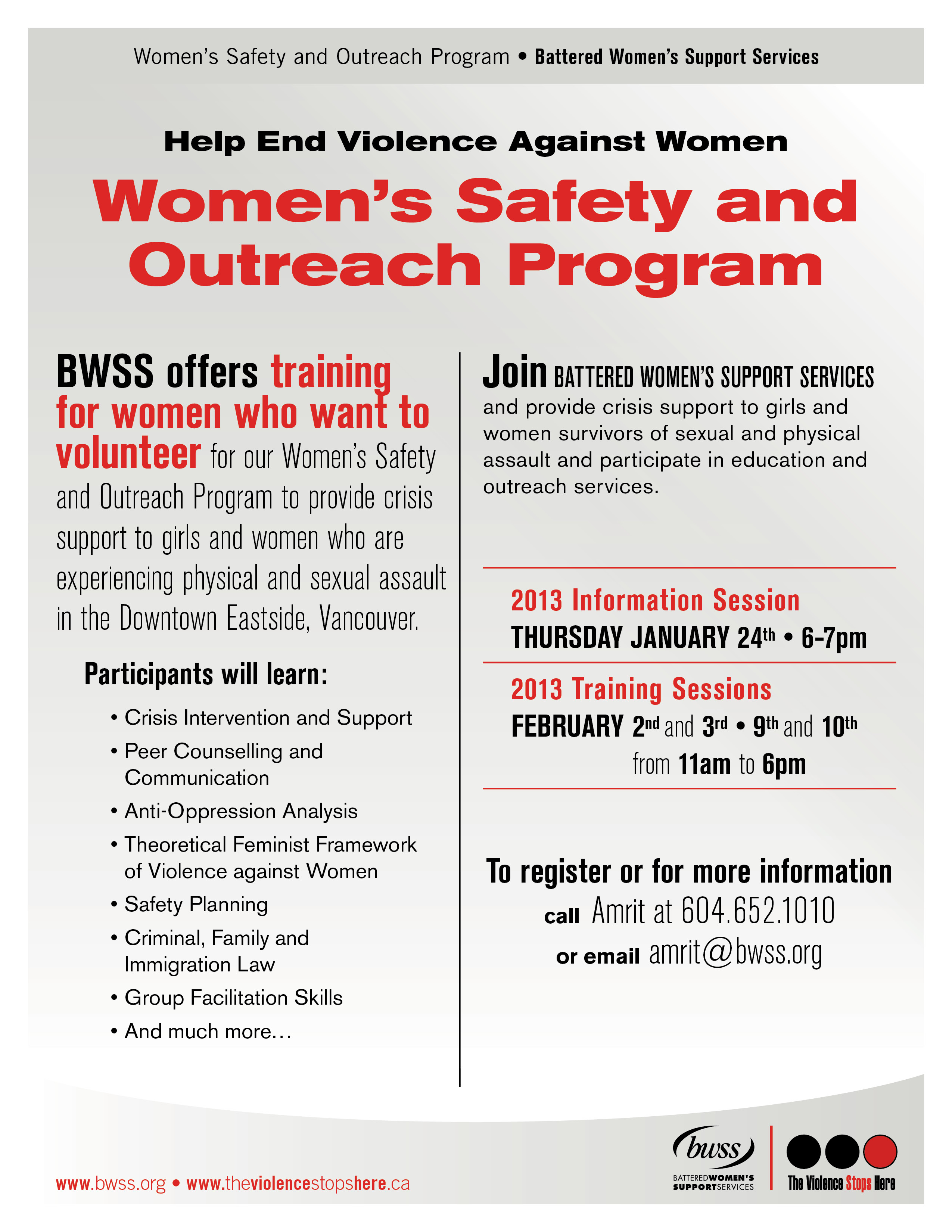 Help End Violence Against Women - Women's Safety & Outreach Program | BWSS