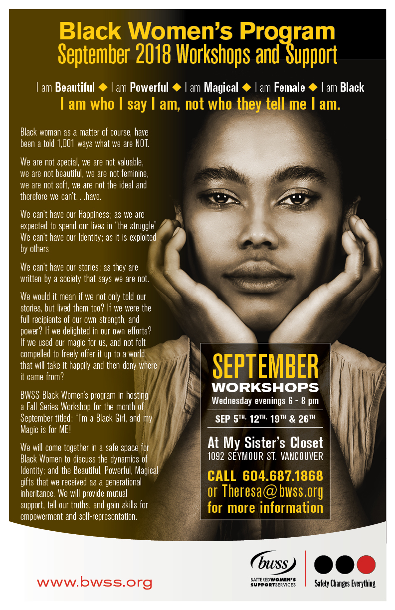 Black Women’s Program September 2018 Workshops - BWSS