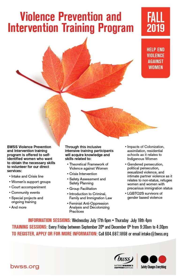 Violence Prevention and Intervention Training | Fall 2019 - BWSS