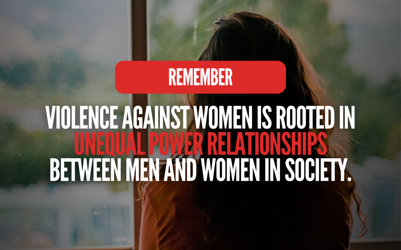 Violence against women is rooted in unequal power relationships between ...